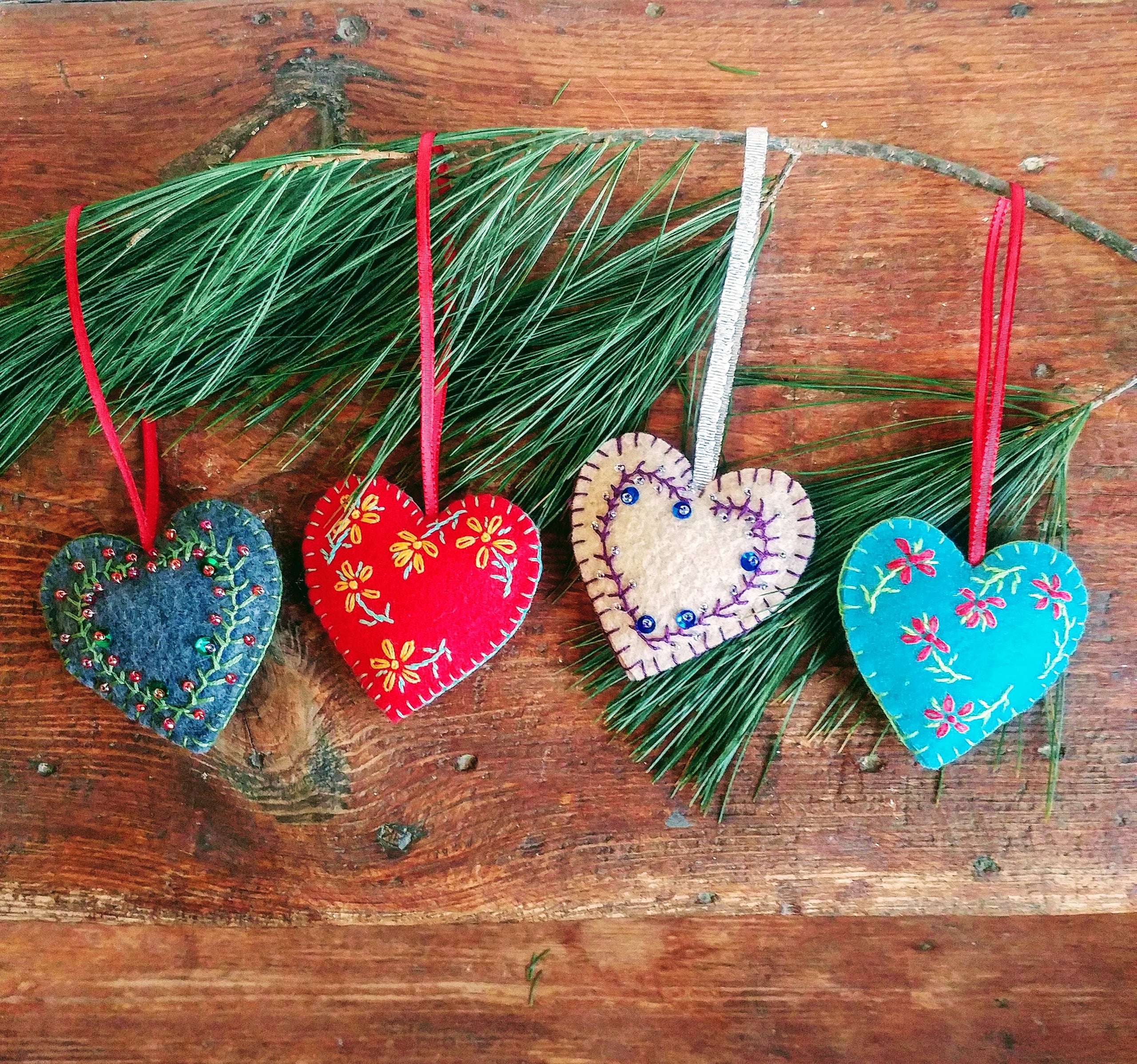 Handmade Felt Heart Ornaments | Arbor LLC